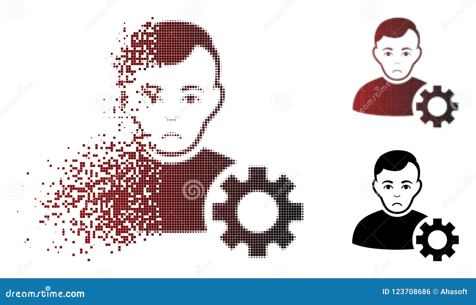 Unhappy Disappearing Pixelated Halftone User Options Gear Icon Stock ... Unhappy Disappearing Pixelated Halftone User Options Gear Icon Stock ...