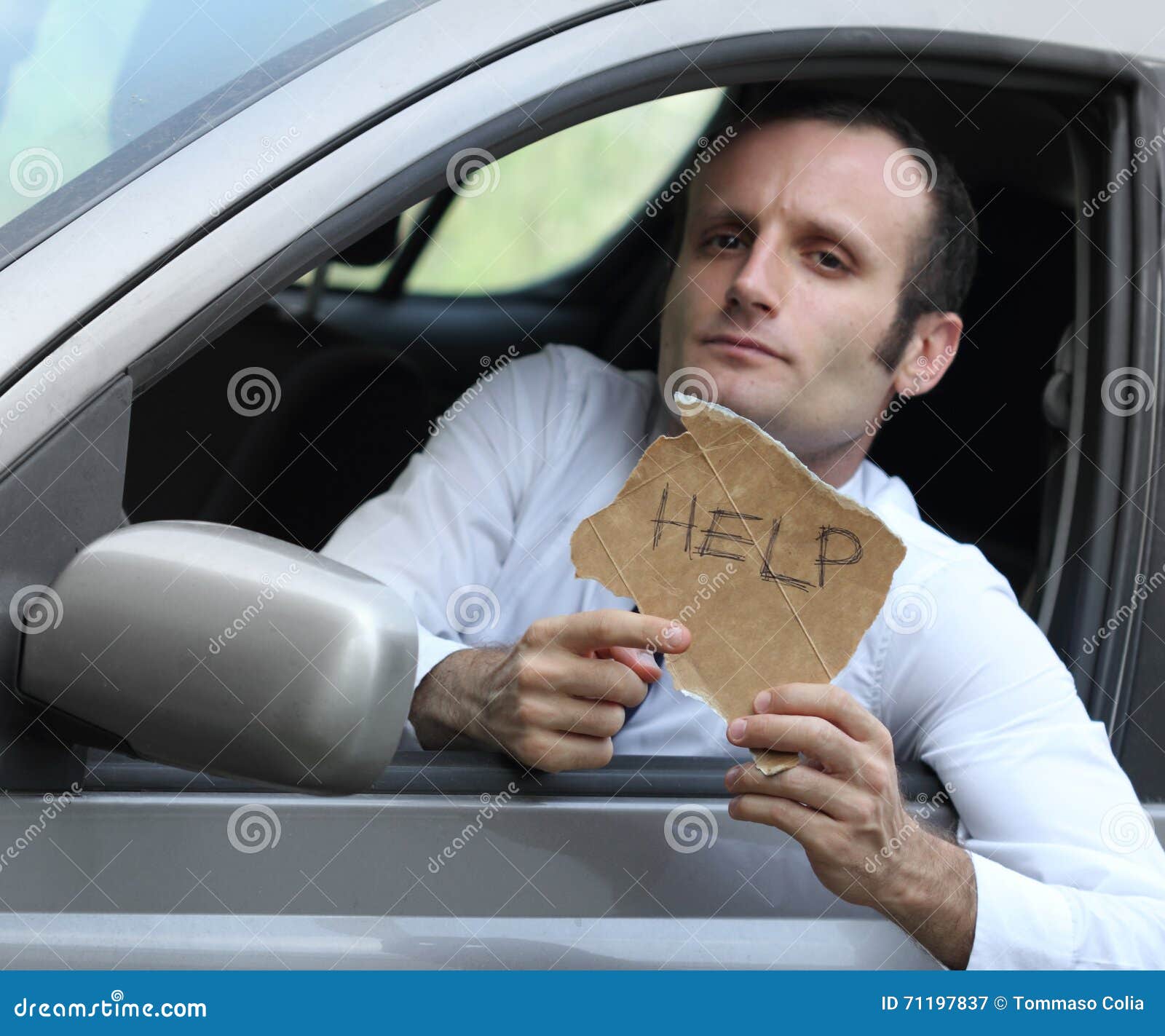 Unhappy Driver in His Car Asking for Help Stock Image - Image of ...