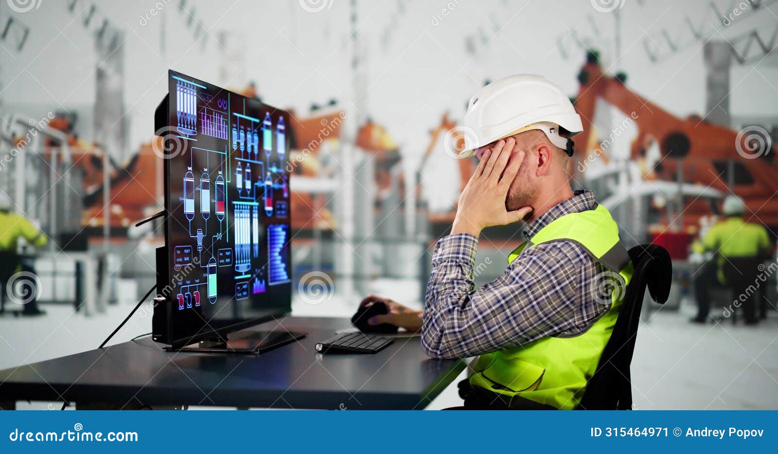 Unhappy Engineer Operator Using SCADA System Stock Image - Image of ...