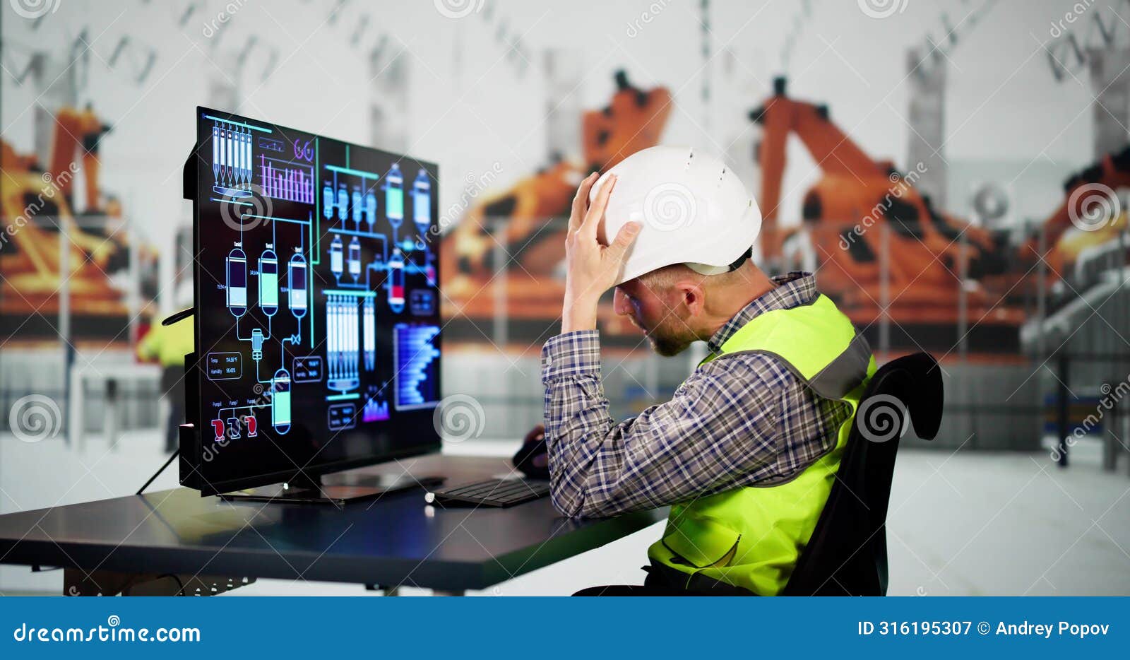 Unhappy Engineer Operator Using SCADA System Stock Image - Image of ...