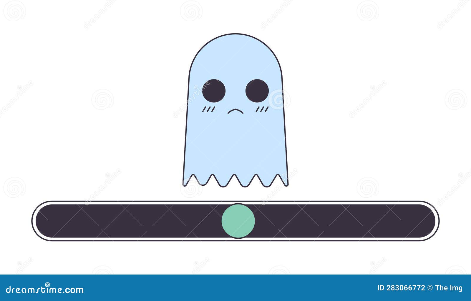 Unhappy Ghost Creature on Loading Bar Flat Design Stock Vector ...