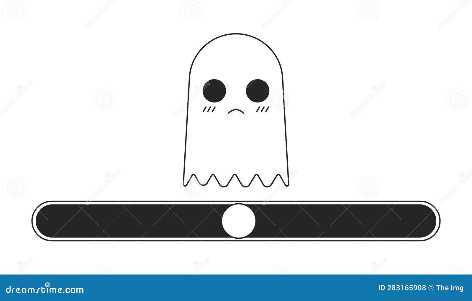 Unhappy Ghost Creature on Black White Loading Bar Flat Design Stock ...