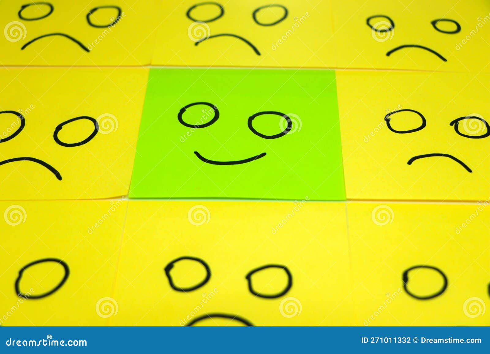 Unhappy and Happy Concept. Background of Blue and Green Sticky Notes ...