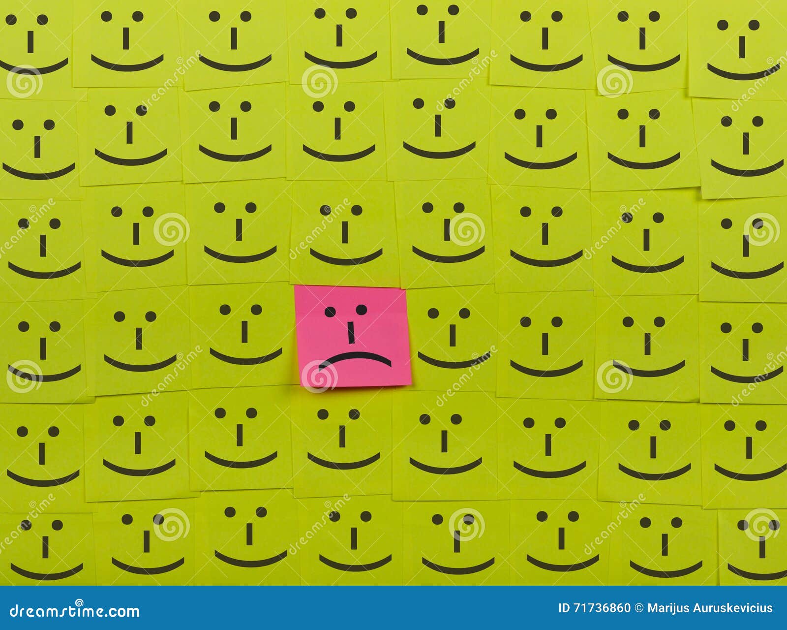 Unhappy and Happy Concept. Background of Sticky Notes. Stock Photo ...
