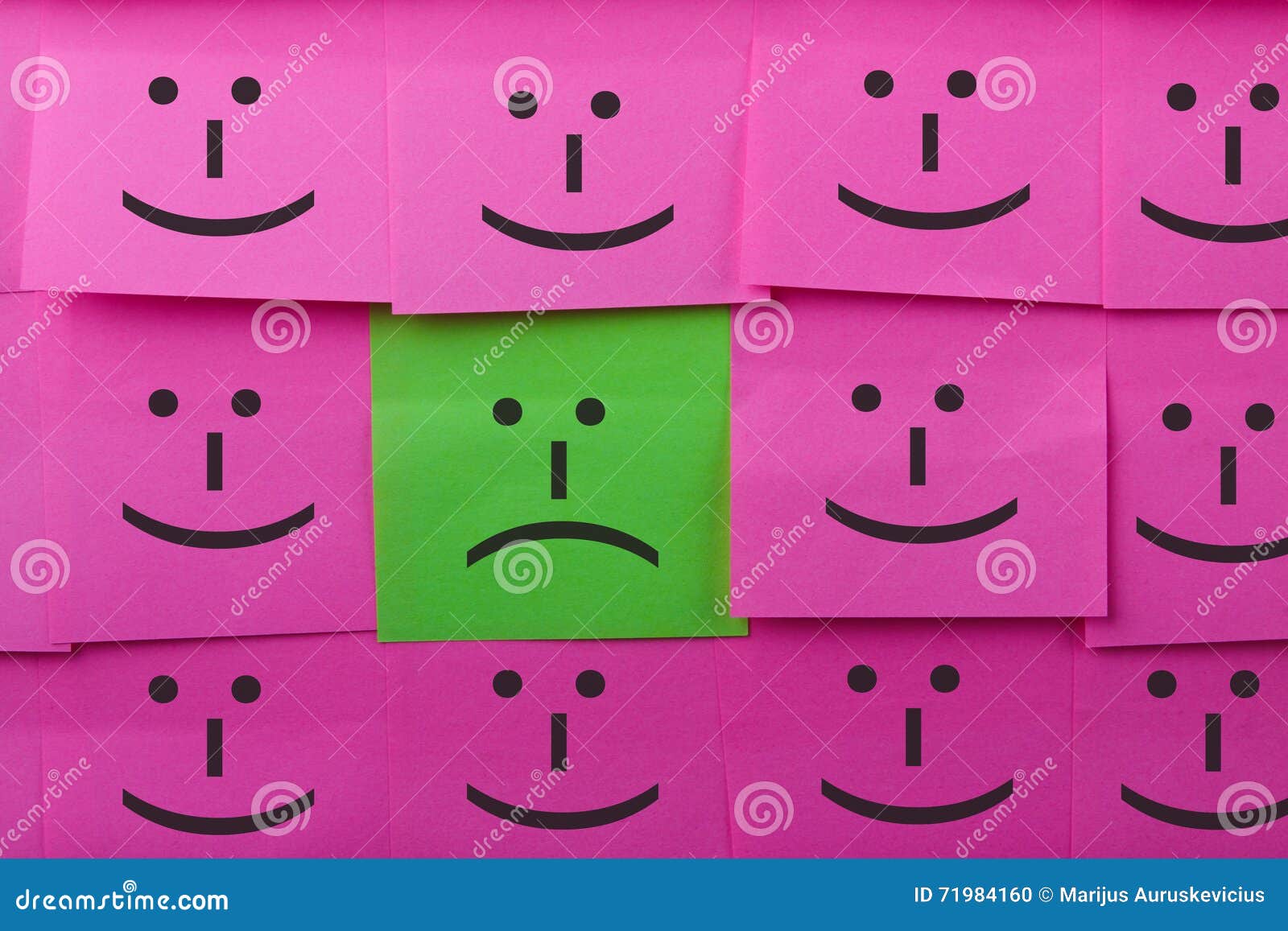 Unhappy and Happy Concept. Background of Sticky Notes Stock Photo ...