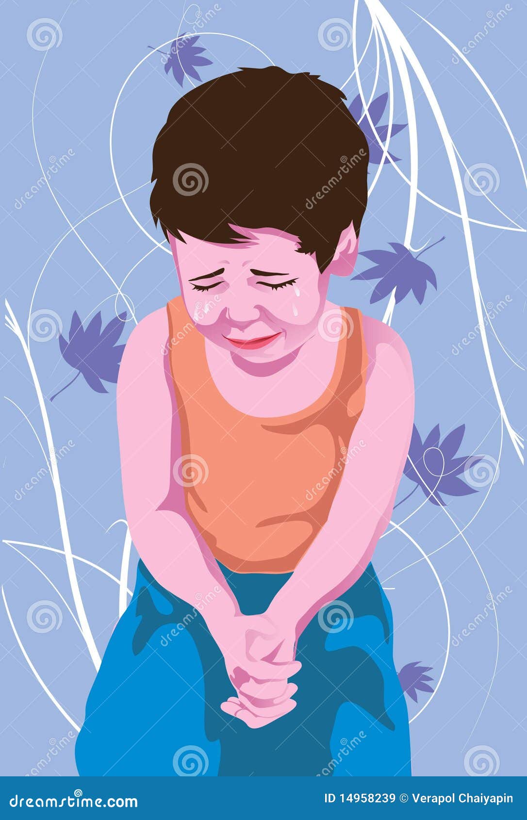 Unhappy kid stock illustration. Illustration of emotional - 14958239