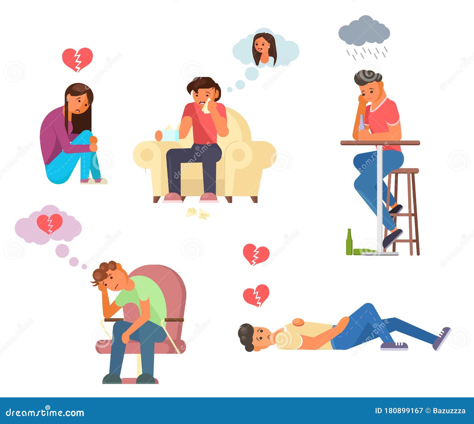 Unhappy Love Relationship Vector Flat Isolated Illustration Stock