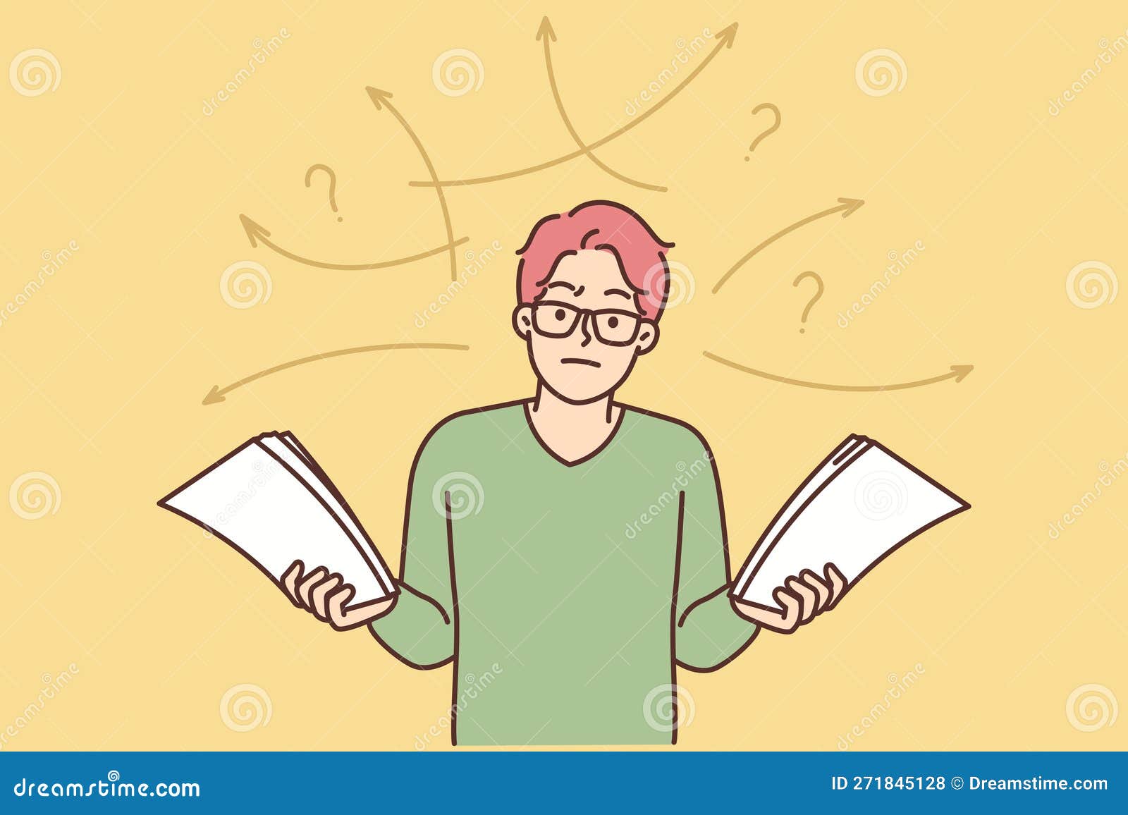 Unhappy Man Confused with Paperwork Stock Vector - Illustration of ...