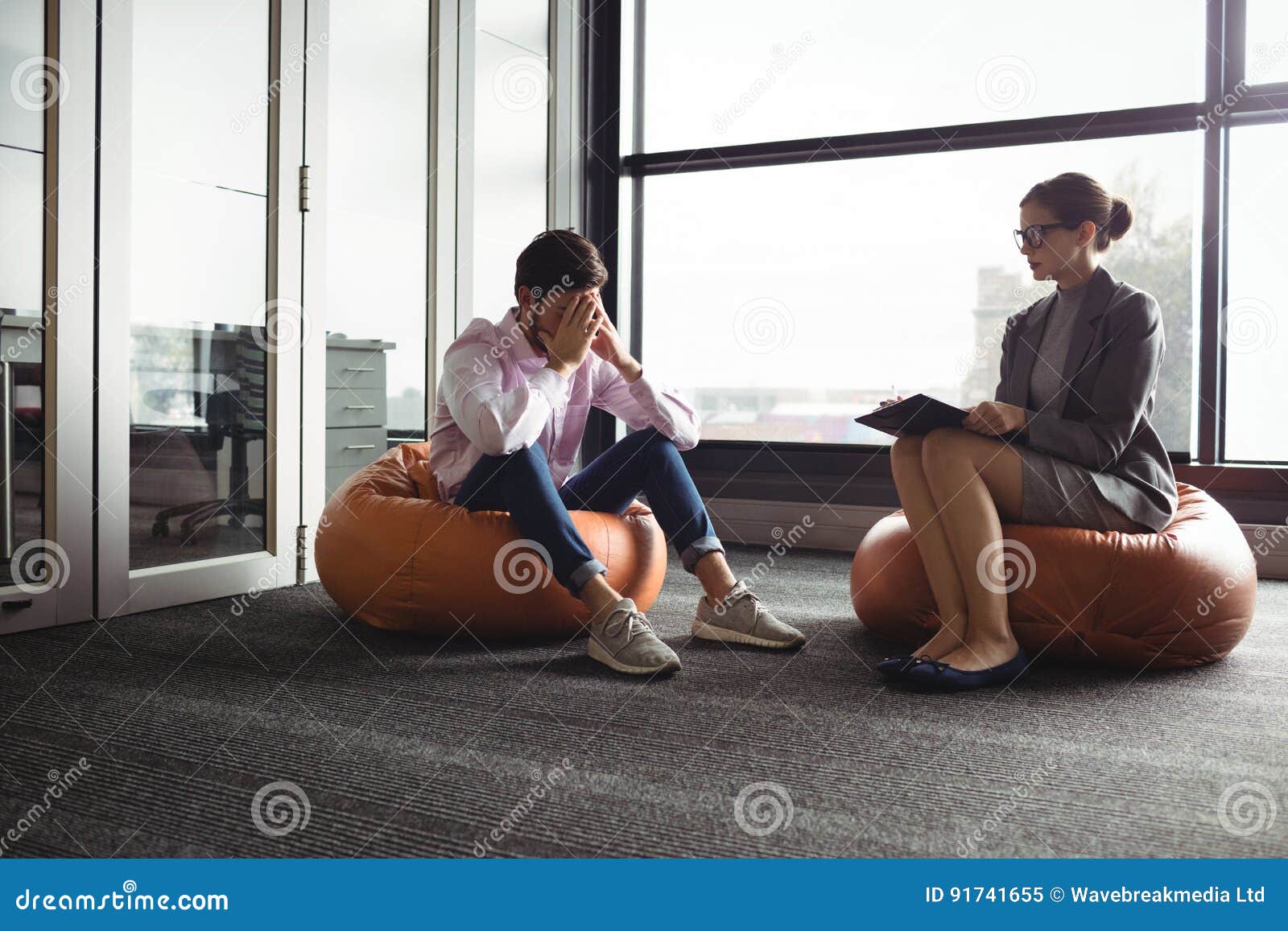 Unhappy Man Consulting Counselor Stock Image - Image of face, despair ...
