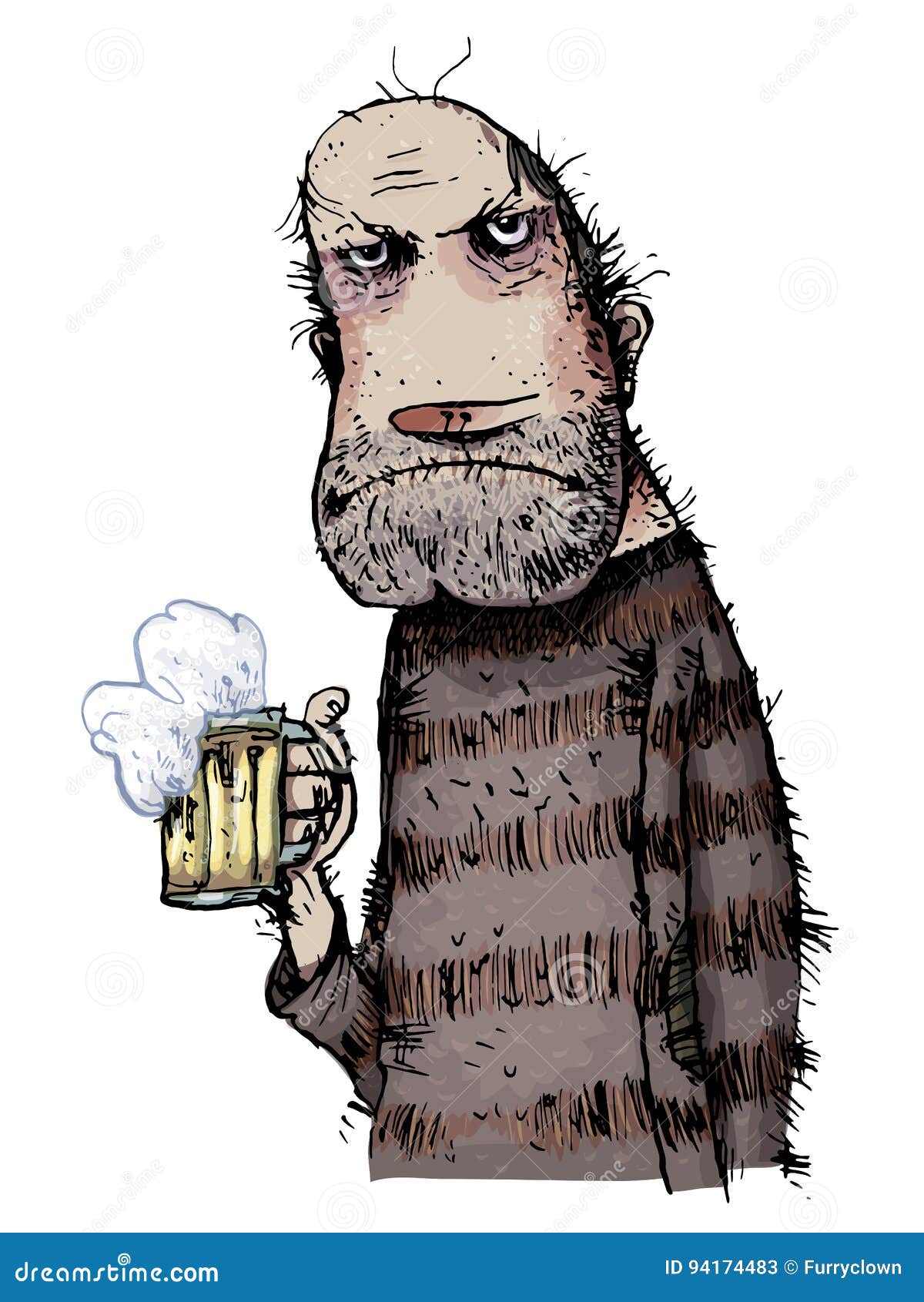 Unhappy Alcoholic Male Character Sitting On Chair With Empty Bottles ...