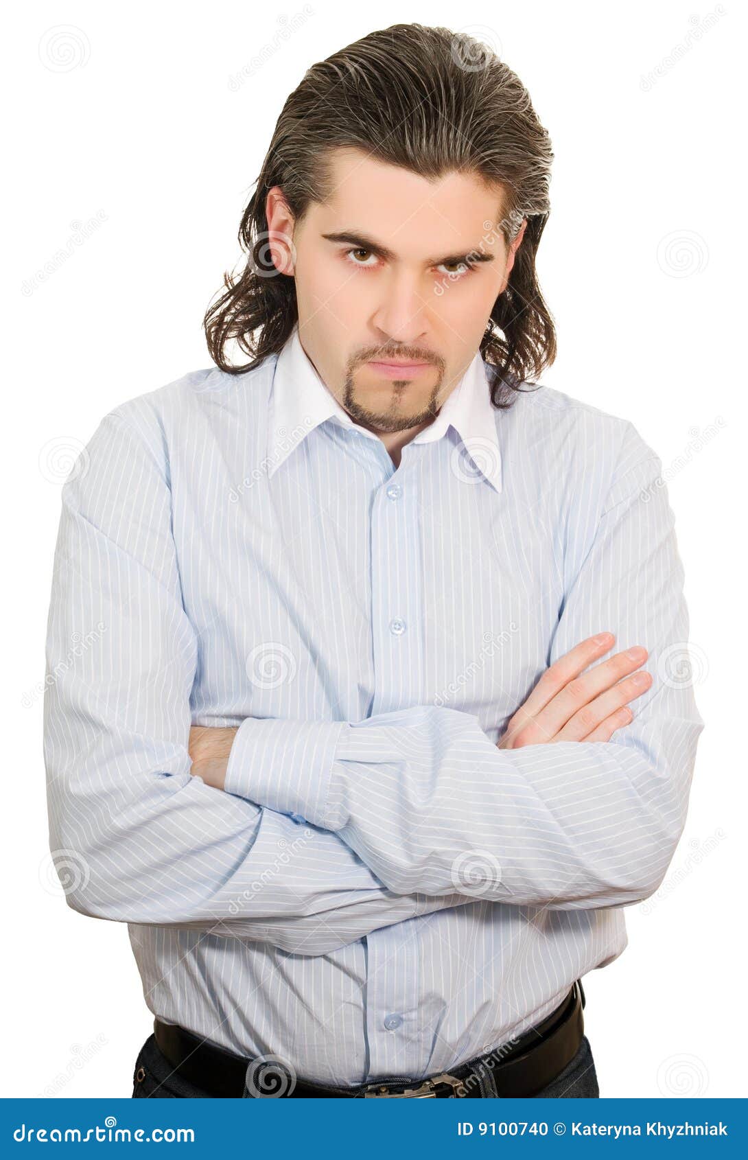 Unhappy Man with Hands Folded at Chest Isolated Stock Photo - Image of ...