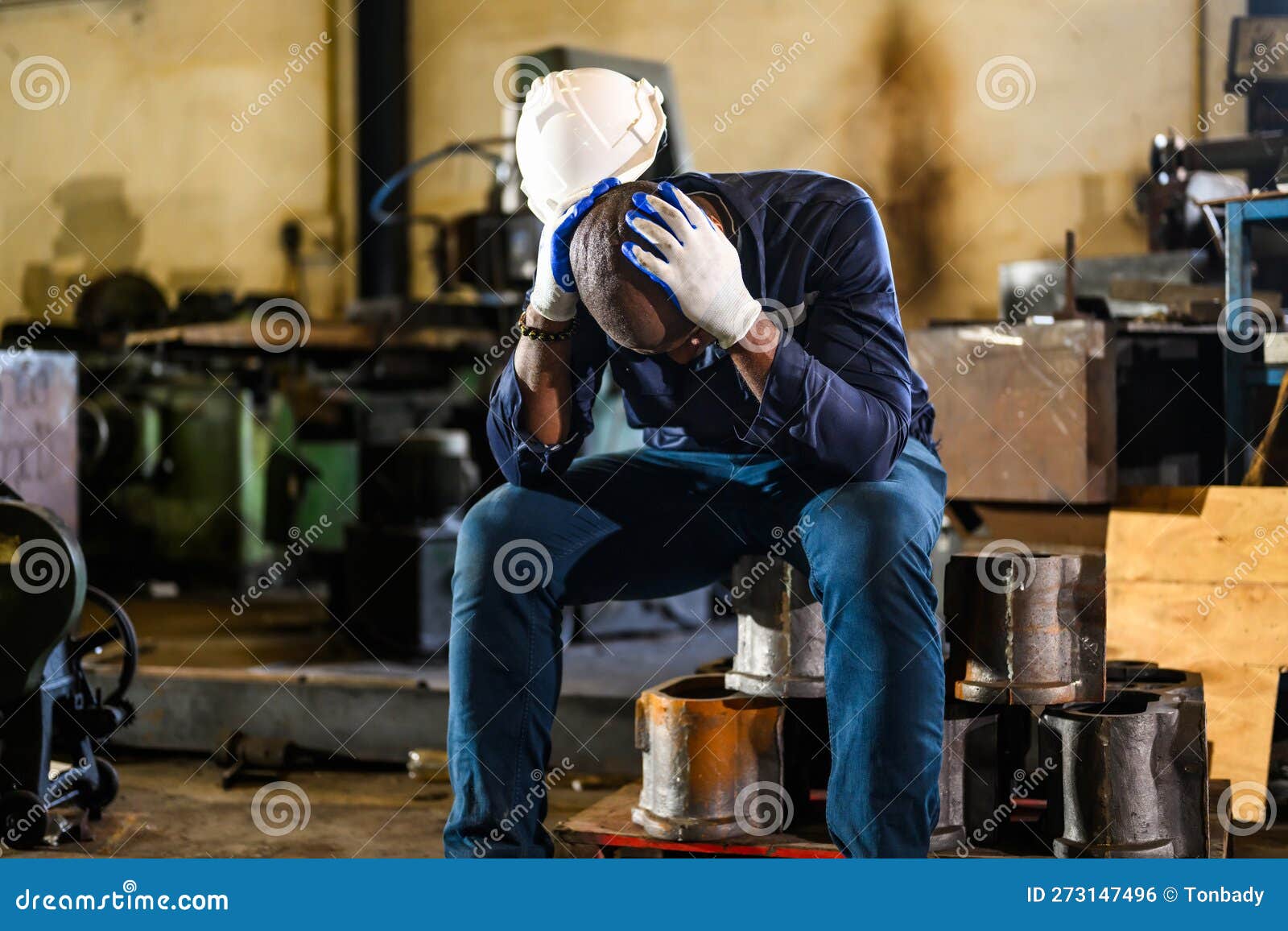 Unhappy Mechanical Engineer Man with Problem at Factory Stock Photo ...