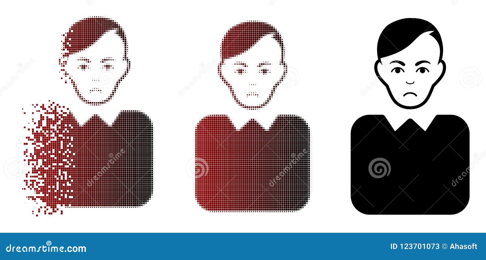 Unhappy Moving Pixel Halftone Bureaucrat Icon Stock Vector ... Unhappy Moving Pixel Halftone Bureaucrat Icon Stock Vector ...