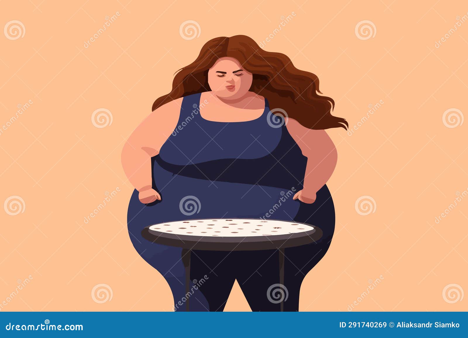 Unhappy Obese Woman Stand On Scales Shocked By Weight Gain Upset