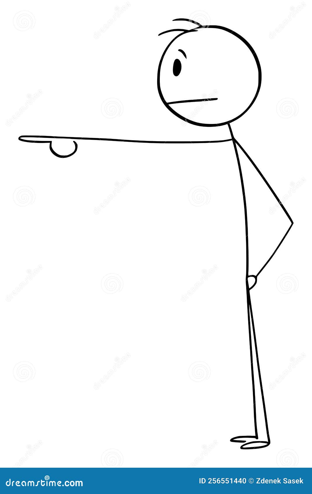 Unhappy Person Pointing At Something Vector Cartoon Stick Figure Illustration Stock Vector
