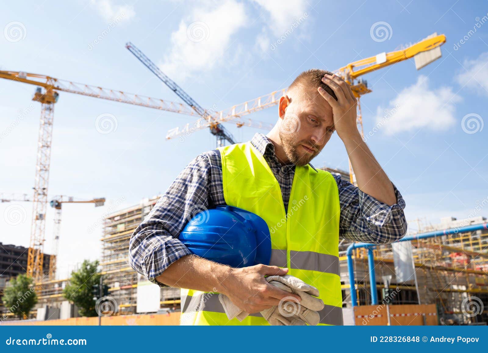 Unhappy Sad Construction Worker Stock Photo - Image of depression ...