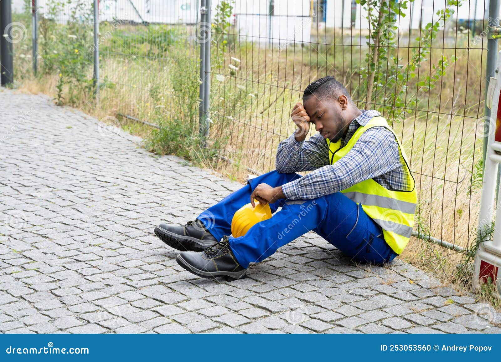 Unhappy Sad Construction Worker Stock Photo - Image of expressive ...