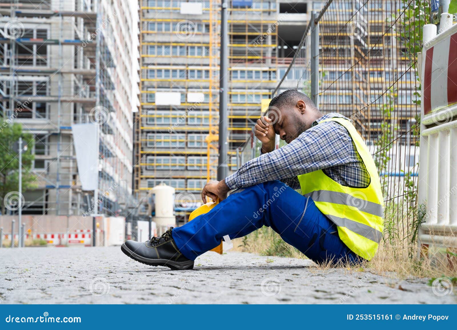 Unhappy Sad Construction Worker Stock Image - Image of sadness ...