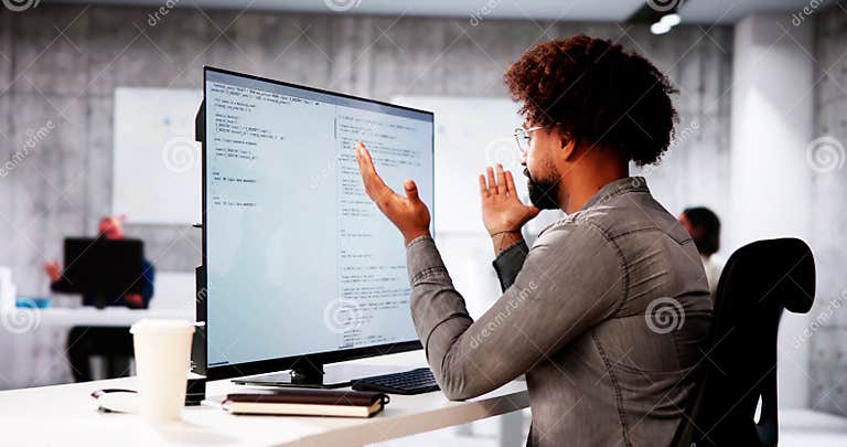 Unhappy Sad Developer Programmer Man in Stress Coding Software Stock ...