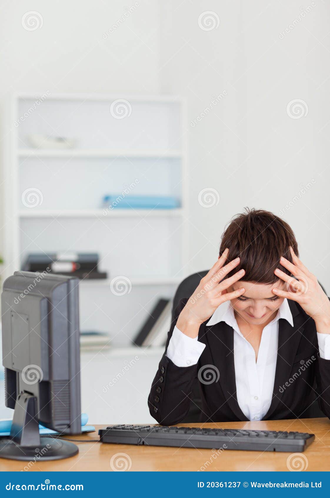 Unhappy secretary stock image. Image of business, head - 20361237