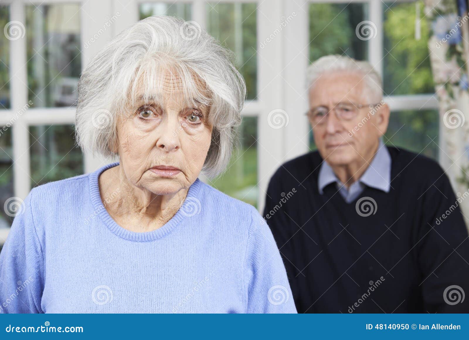 Unhappy Senior Couple at Home Together Stock Photo - Image of couple ...