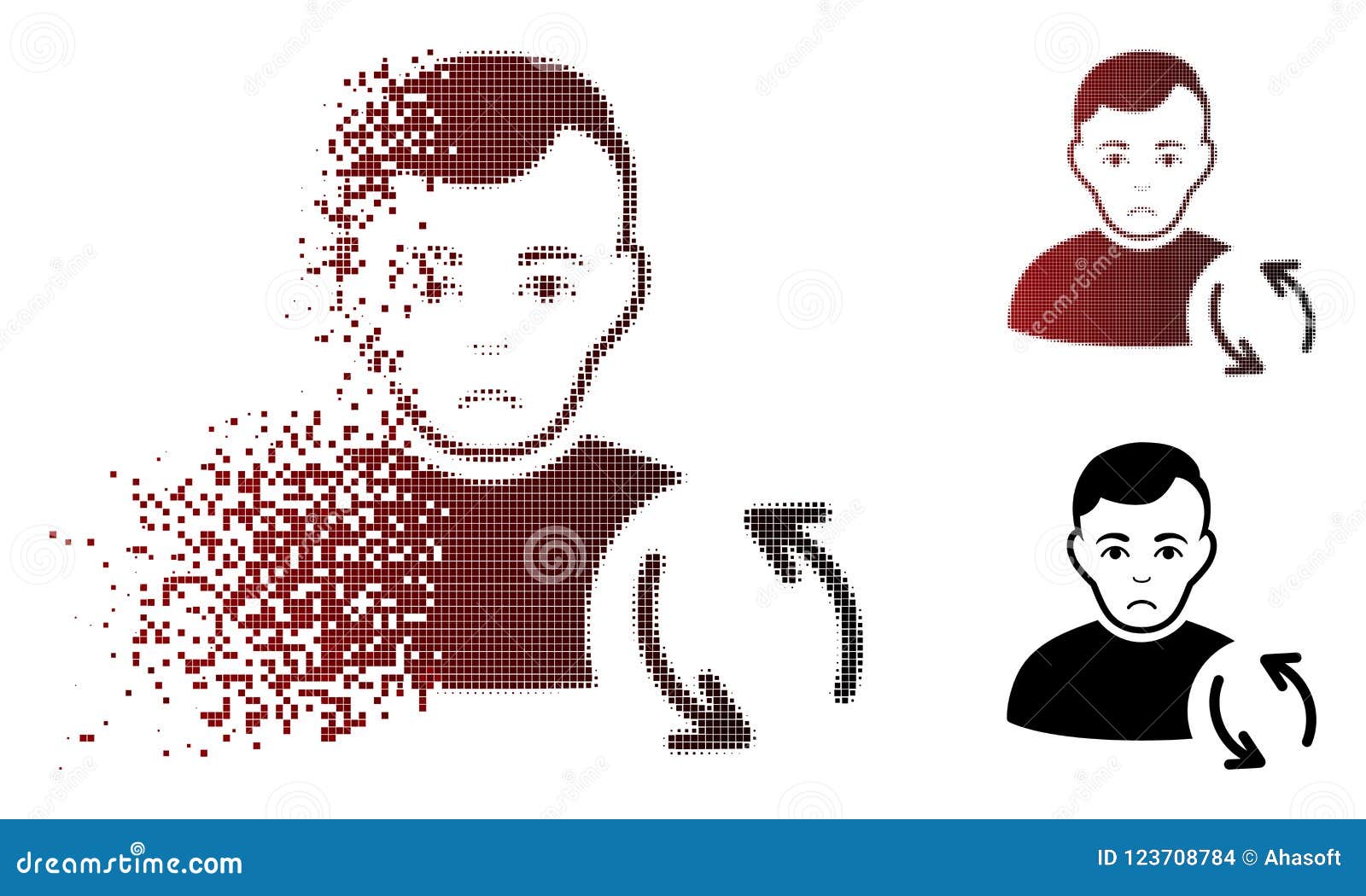 Unhappy Shredded Pixelated Halftone User Refresh Icon Stock Vector ...