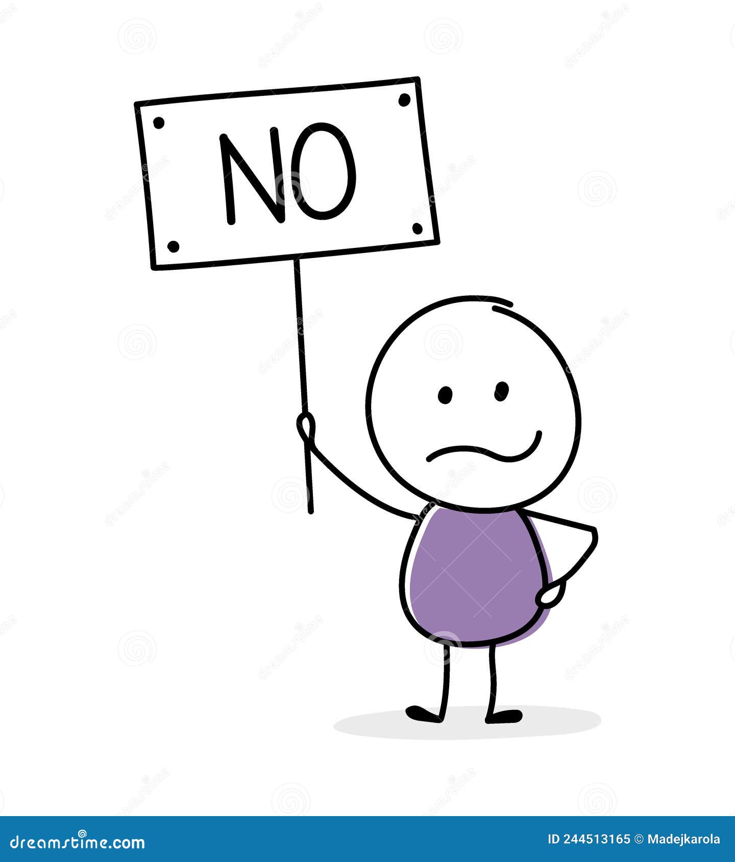 Unhappy Stickman with Text on a Plate - No. Vector Stock Vector ...