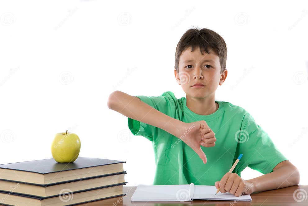 Unhappy student in class stock image. Image of childhood - 9196107