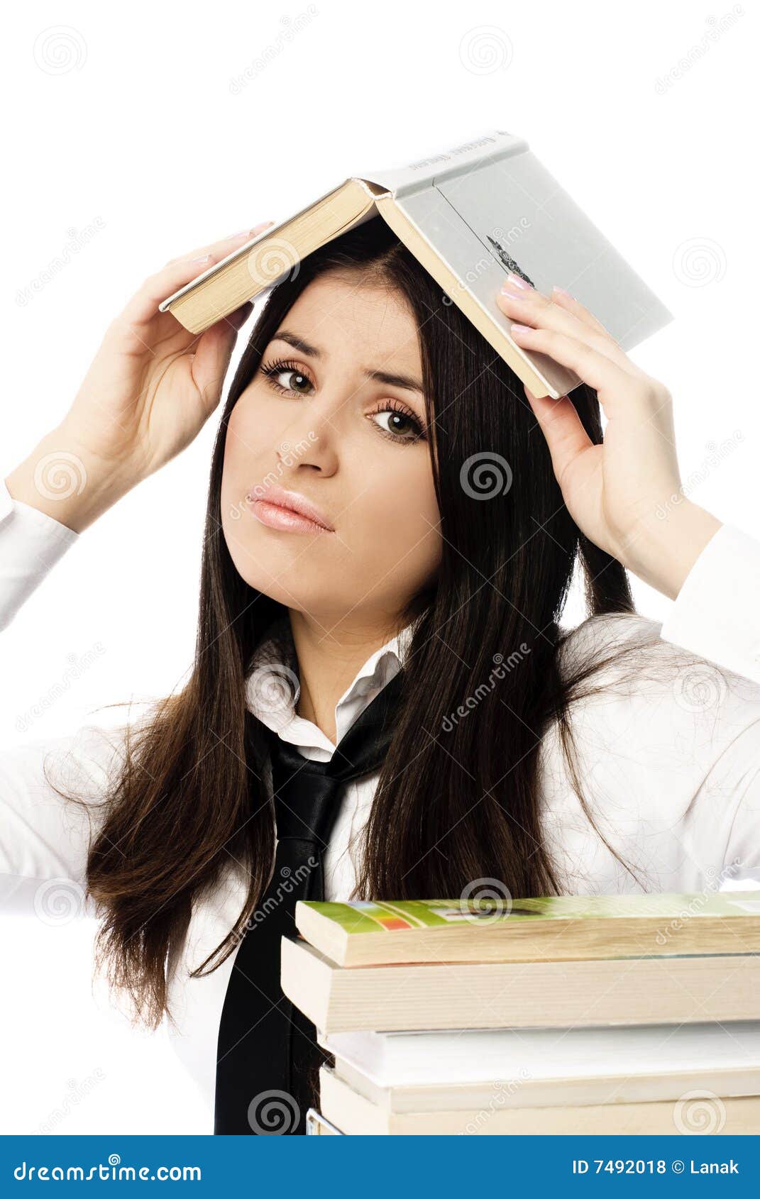 Unhappy Student Doing Homework Stock Photo - Image of beautiful, exam ...