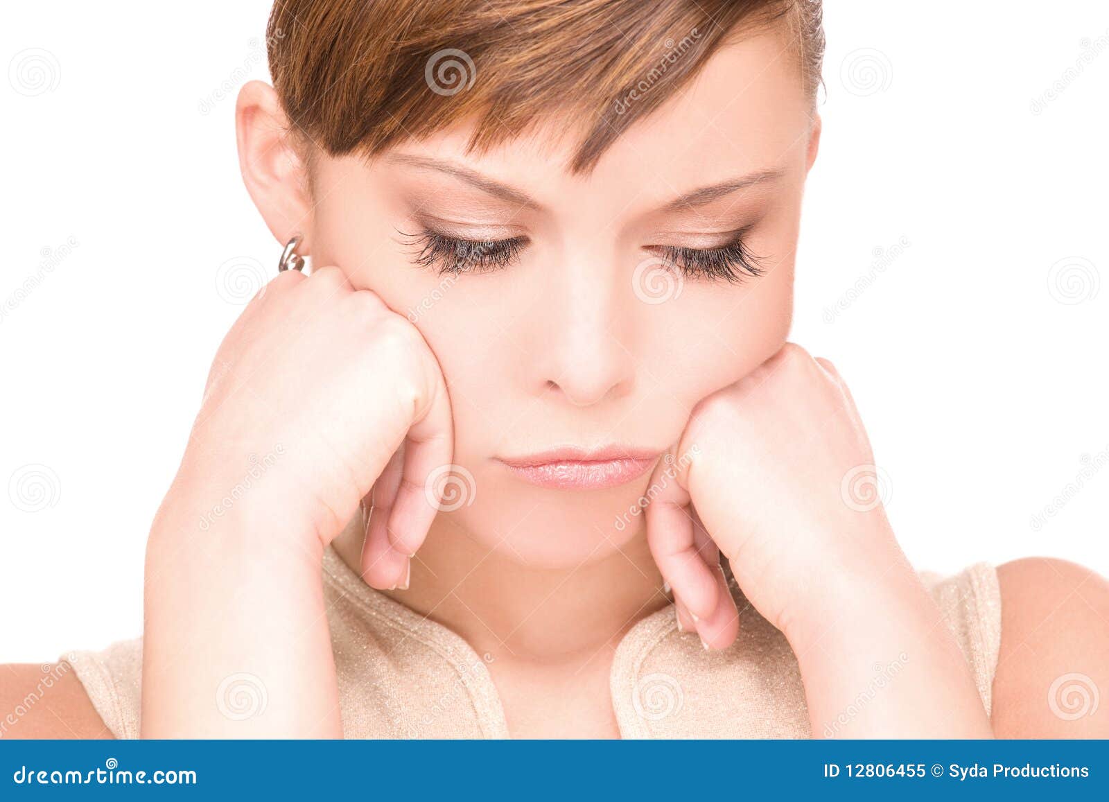 Unhappy woman stock image. Image of human, migraine, face - 12806455