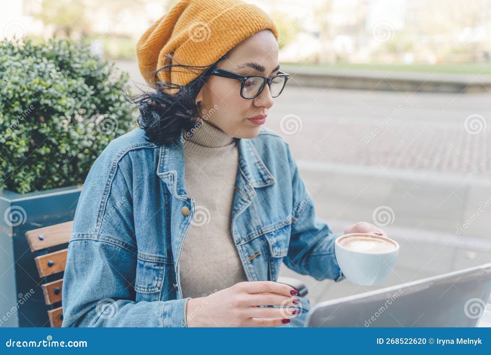 Woman Student E Learning Distance Training Course Study Working and ...