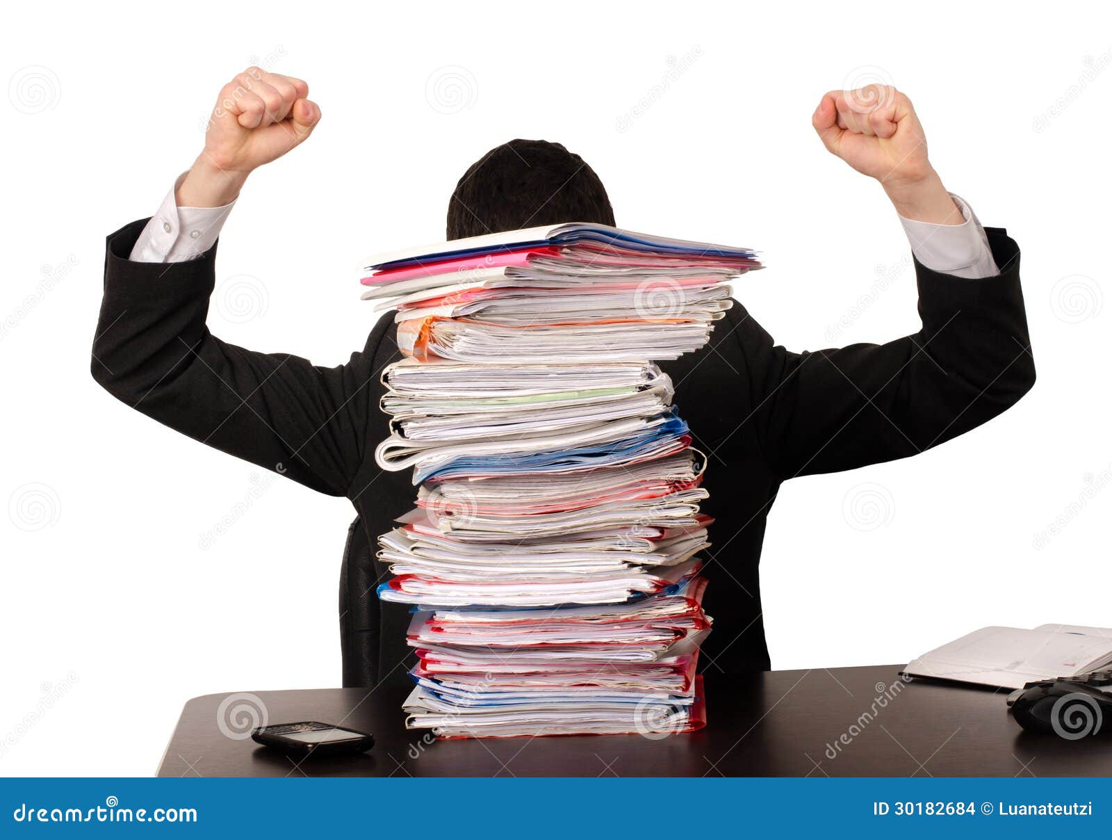 Desperate Business Man with a Lot of Work. Stock Photo - Image of files ... Desperate Business Man with a Lot of Work. Stock Photo - Image of files ...