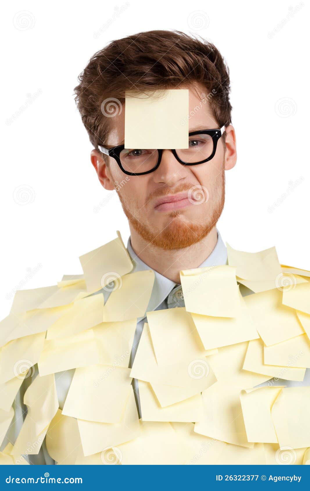 Unhappy Young Man with a Sticky Note Stock Image - Image of conceptual ...