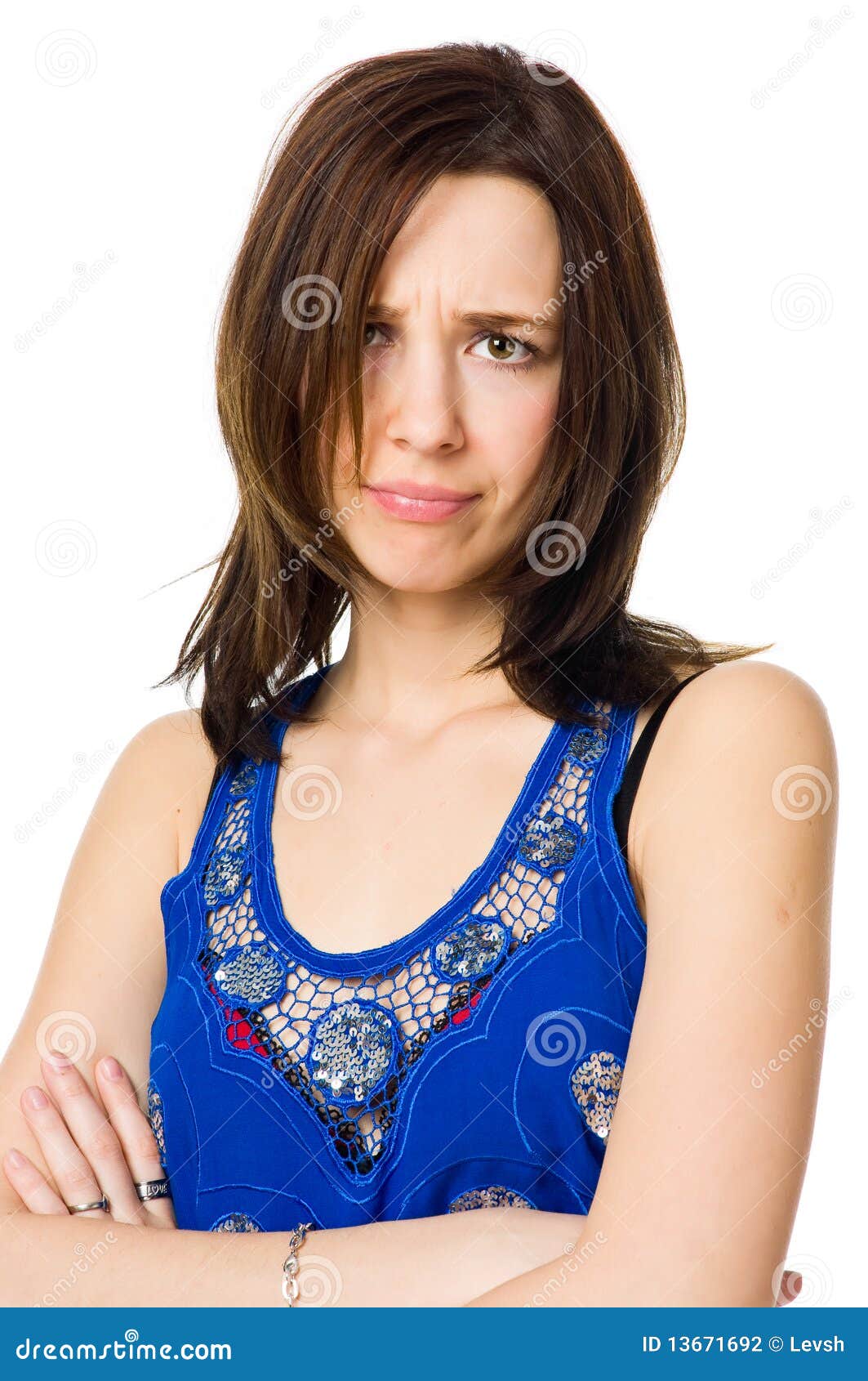 Unhappy Young Woman Isolated on White Backgound Stock Photo - Image of ...