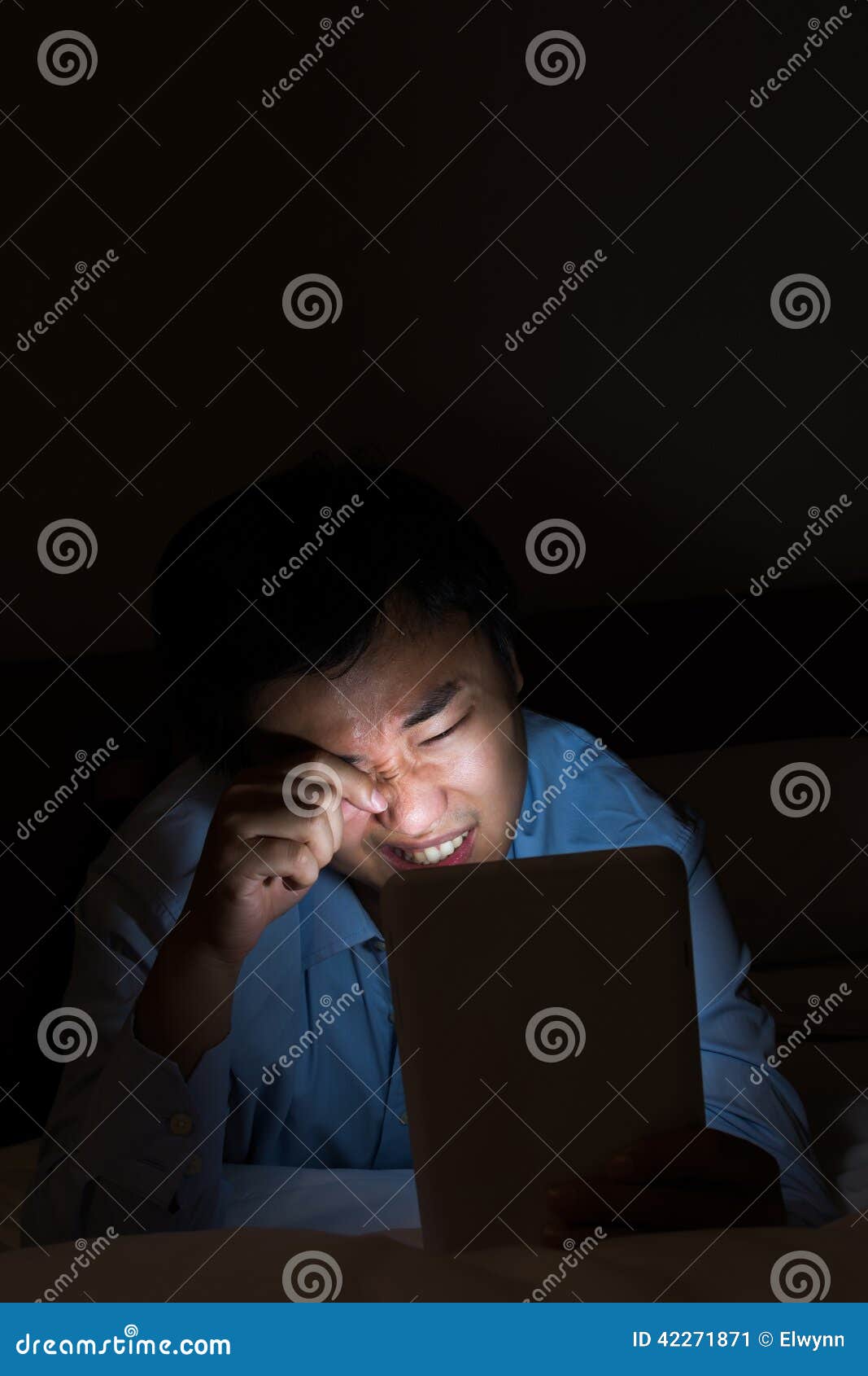 Unhealthy using tablet stock image. Image of uncomfortable - 42271871