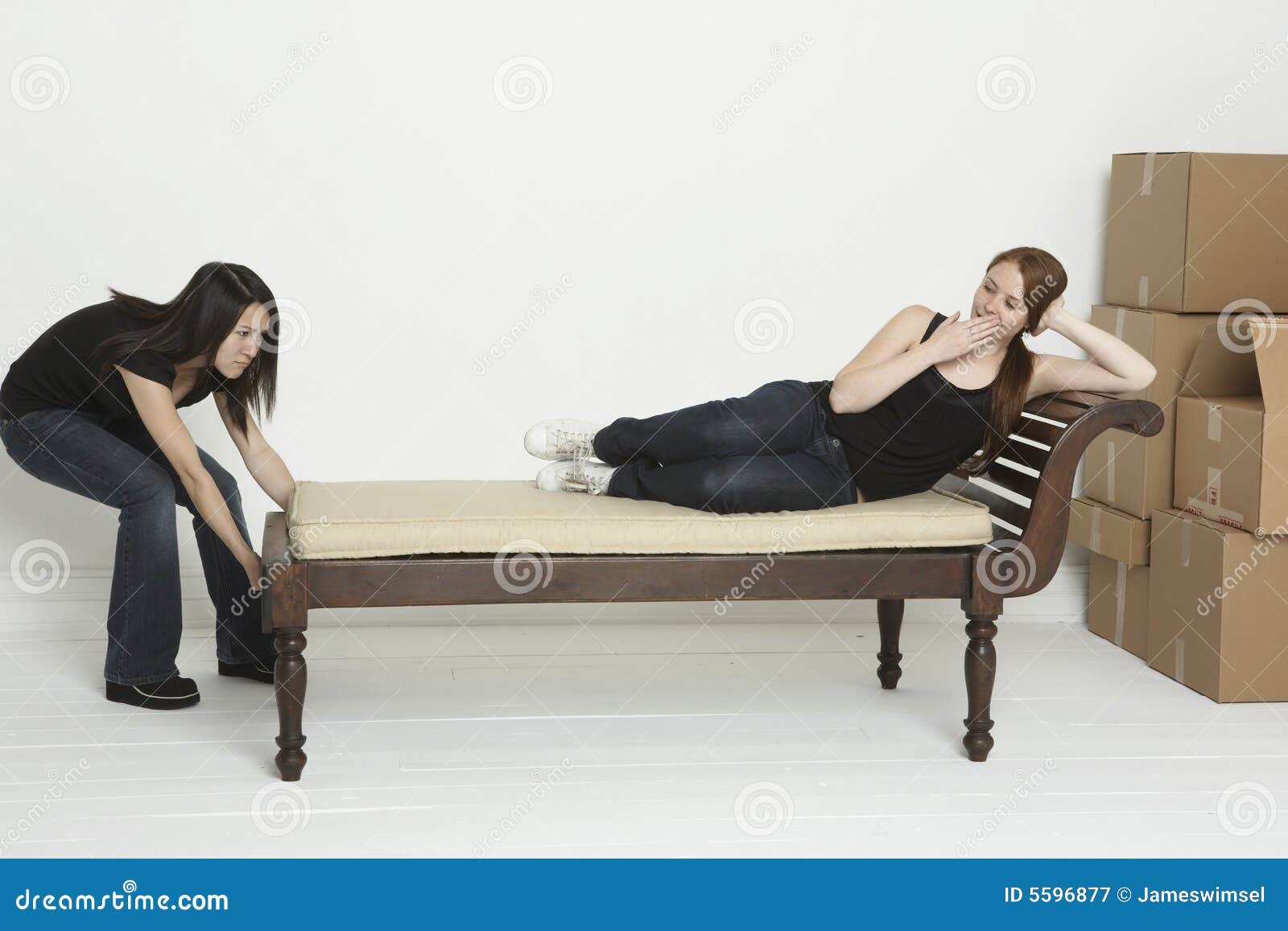 Unhelpful room mate stock image. Image of female, horizontal - 5596877