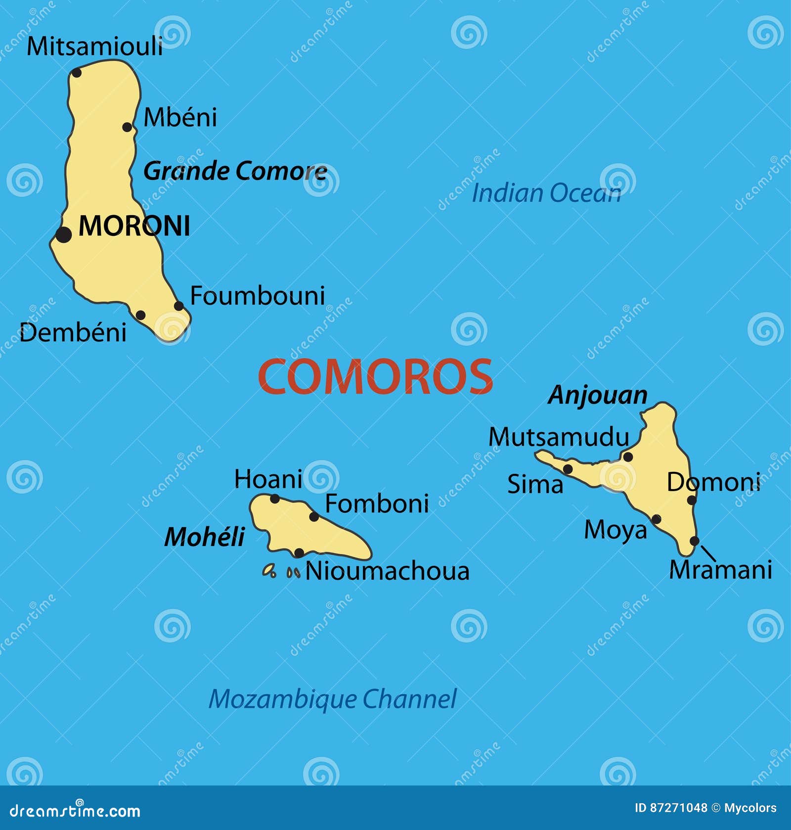 União De Comores - Mapa Do Vetor Ilustração do Vetor - Ilustração de ...
