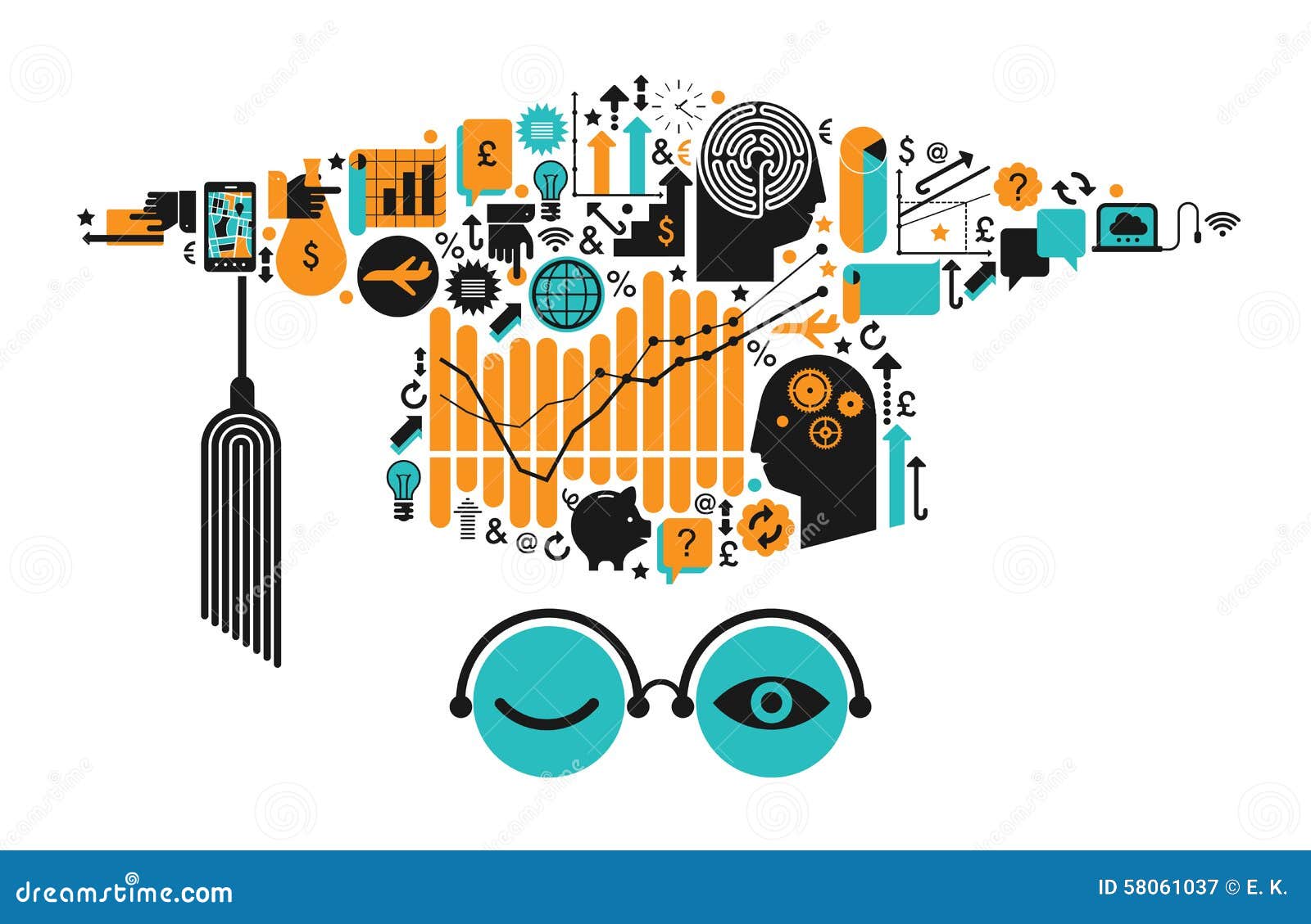 Uni hat illustration stock vector. Illustration of degree - 58061037