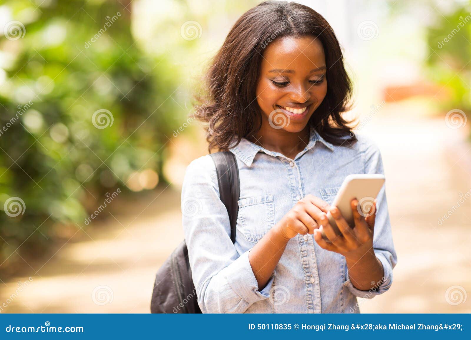 Uni student cell phone stock image. Image of beautiful - 50110835