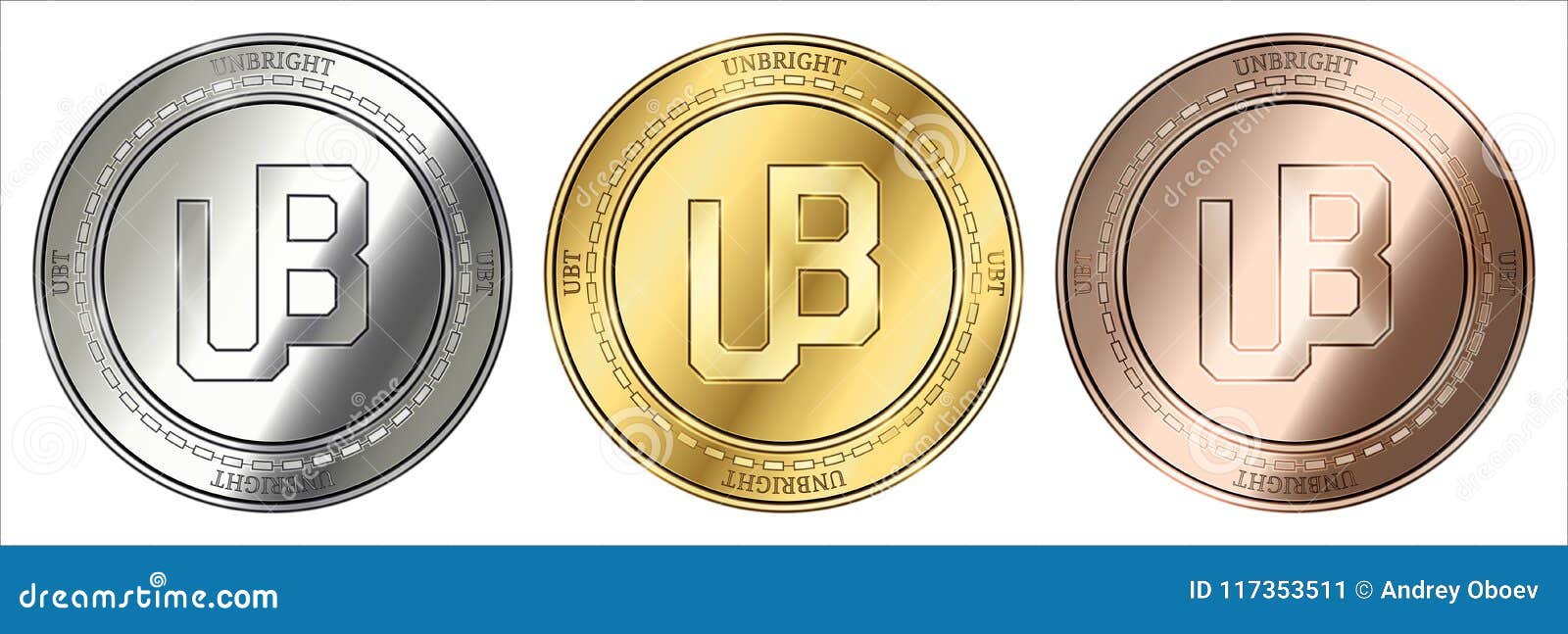 Unibright (UBT) coin set. stock illustration. Illustration of ...