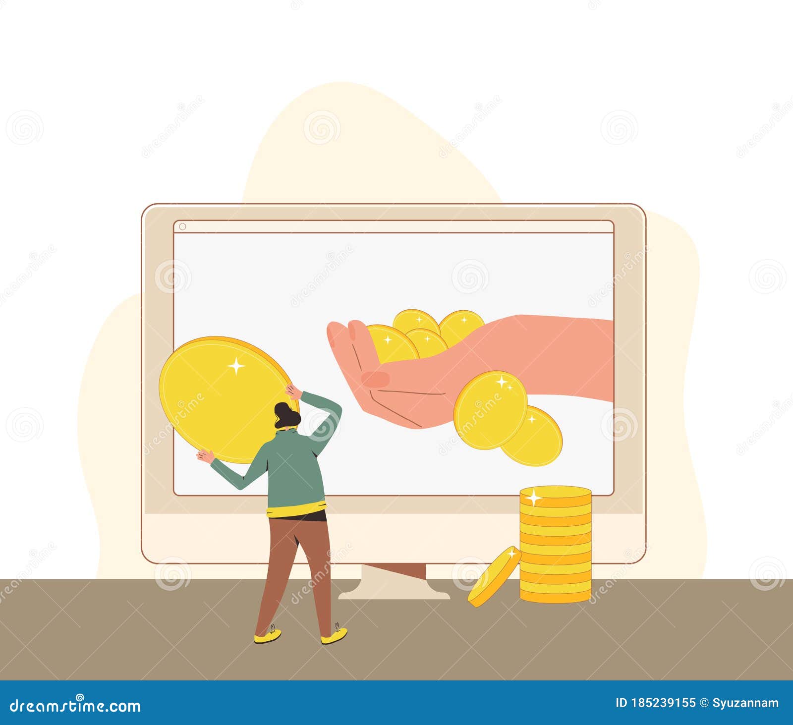 Unic City Basic Income. Vector Flat Color Concept Stock Vector ...