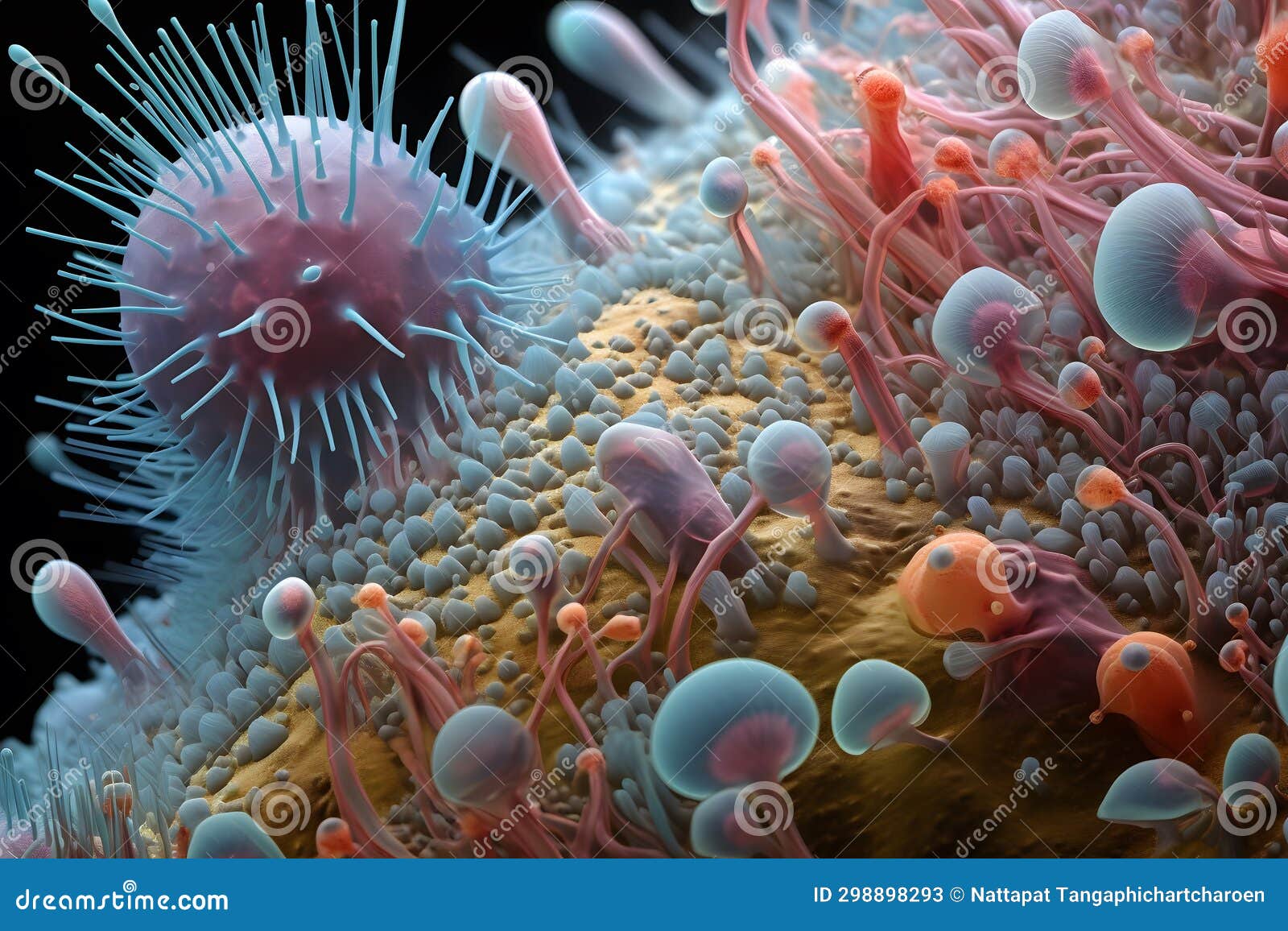 Unicellular Animals Electron Microscopy, 500x Zoom, Generated AI Stock ...