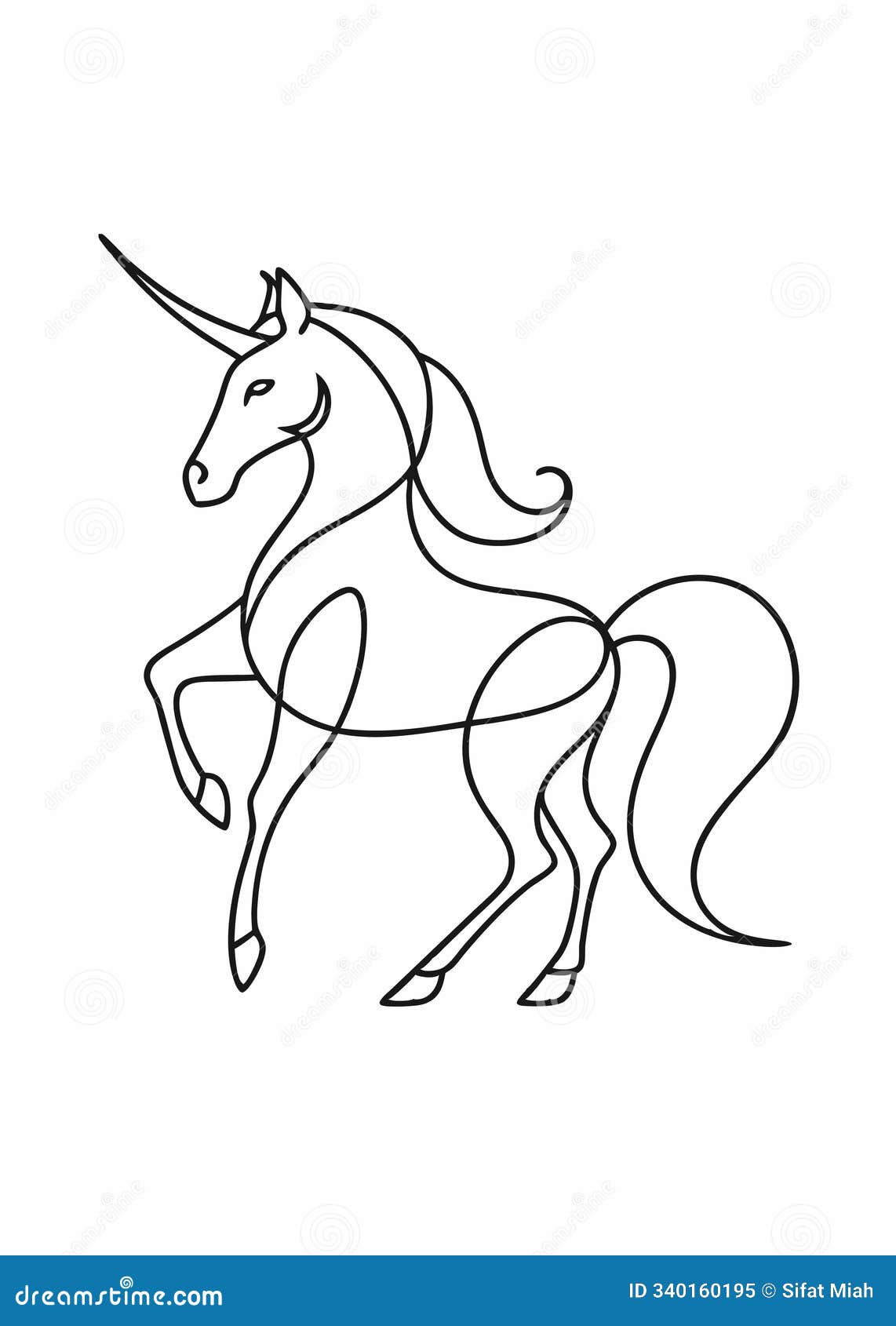 Unicorn Abstract Continuous Line Art Design on White Background Stock ...