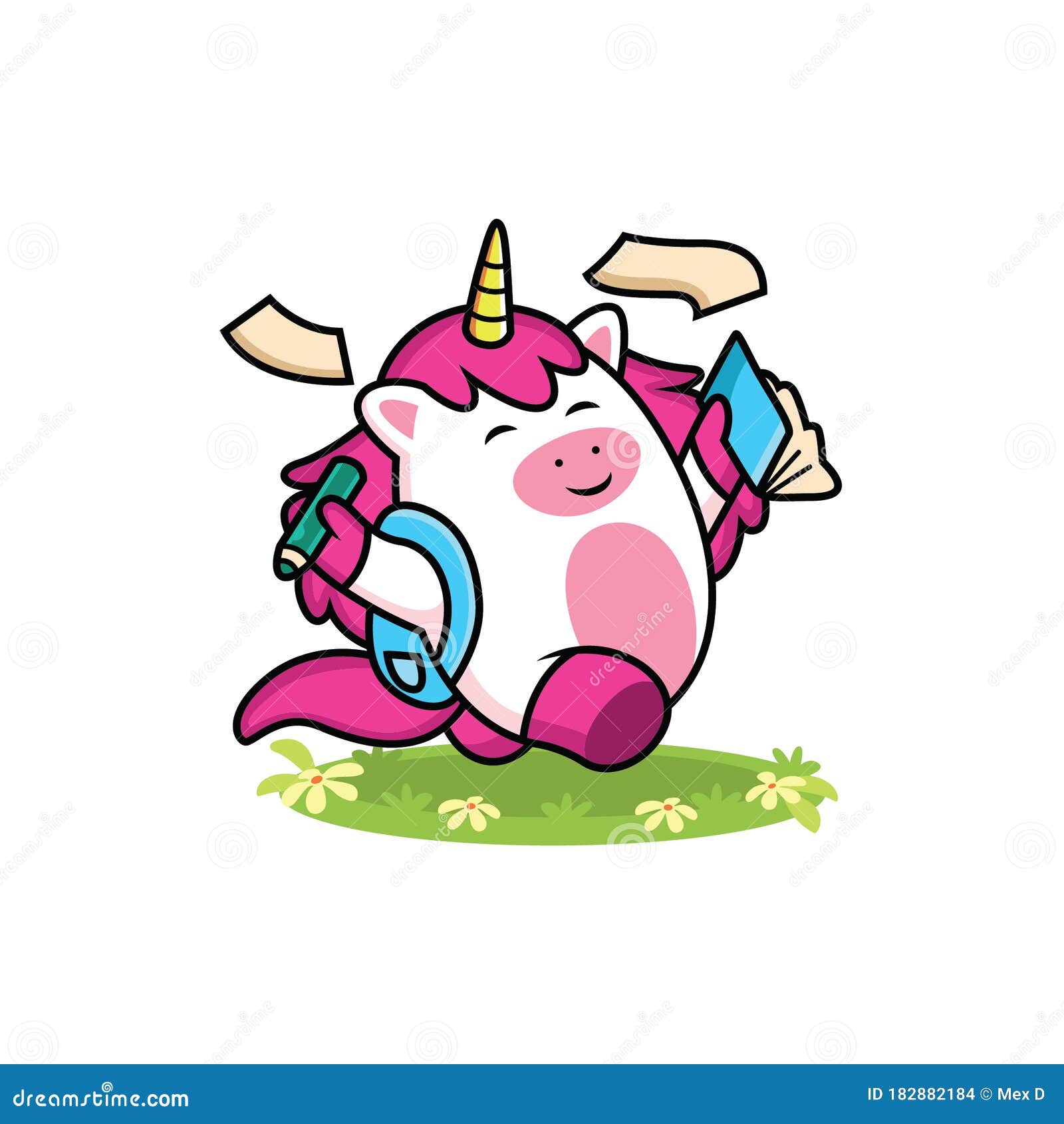 Unicorn Cartoon Back To School Stock Vector - Illustration of females ...