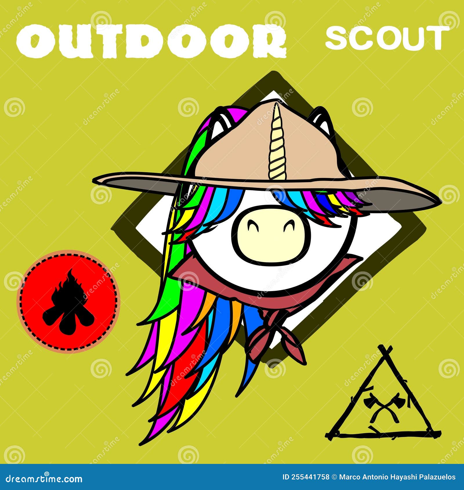 Unicorn Cartoon Scout Uniform Insignia Pack Stock Vector - Illustration ...