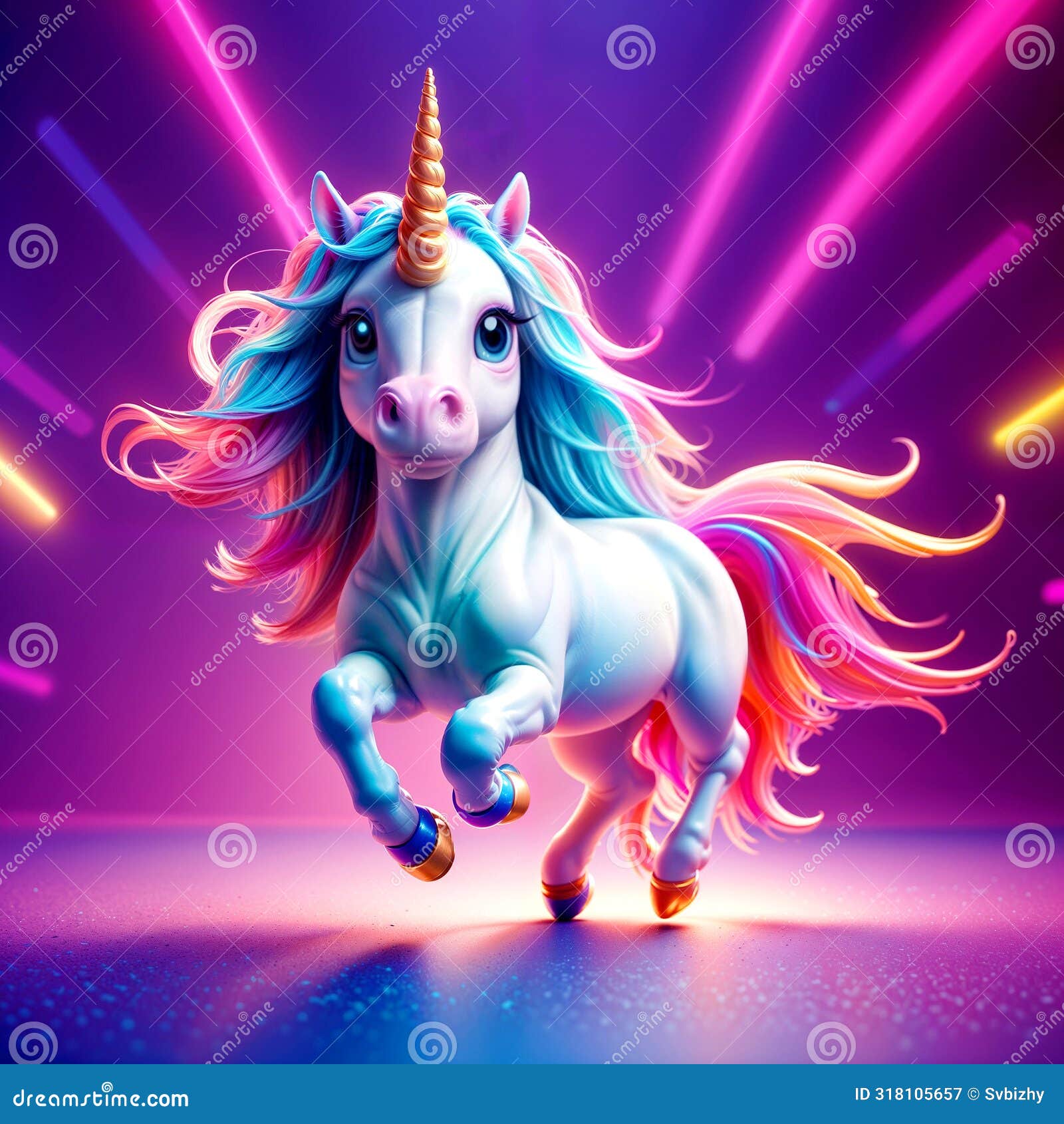 Unicorn. Cute, Lofty 3d Character, Unicorn Galloping at Full Speed ...