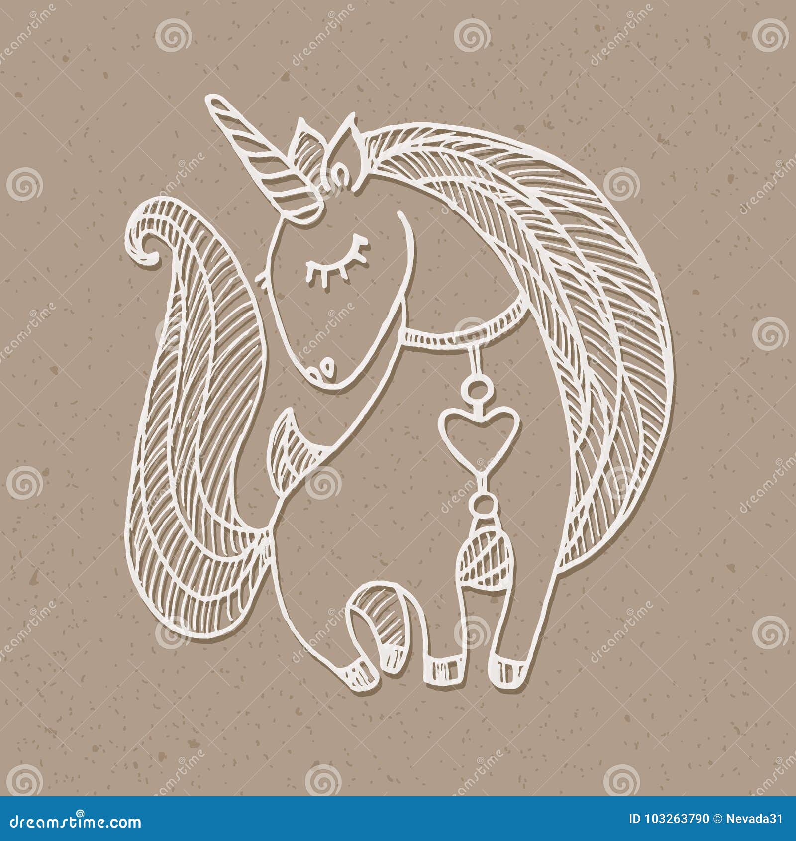 Unicorn drawing white stock vector. Illustration of unicorn - 103263790