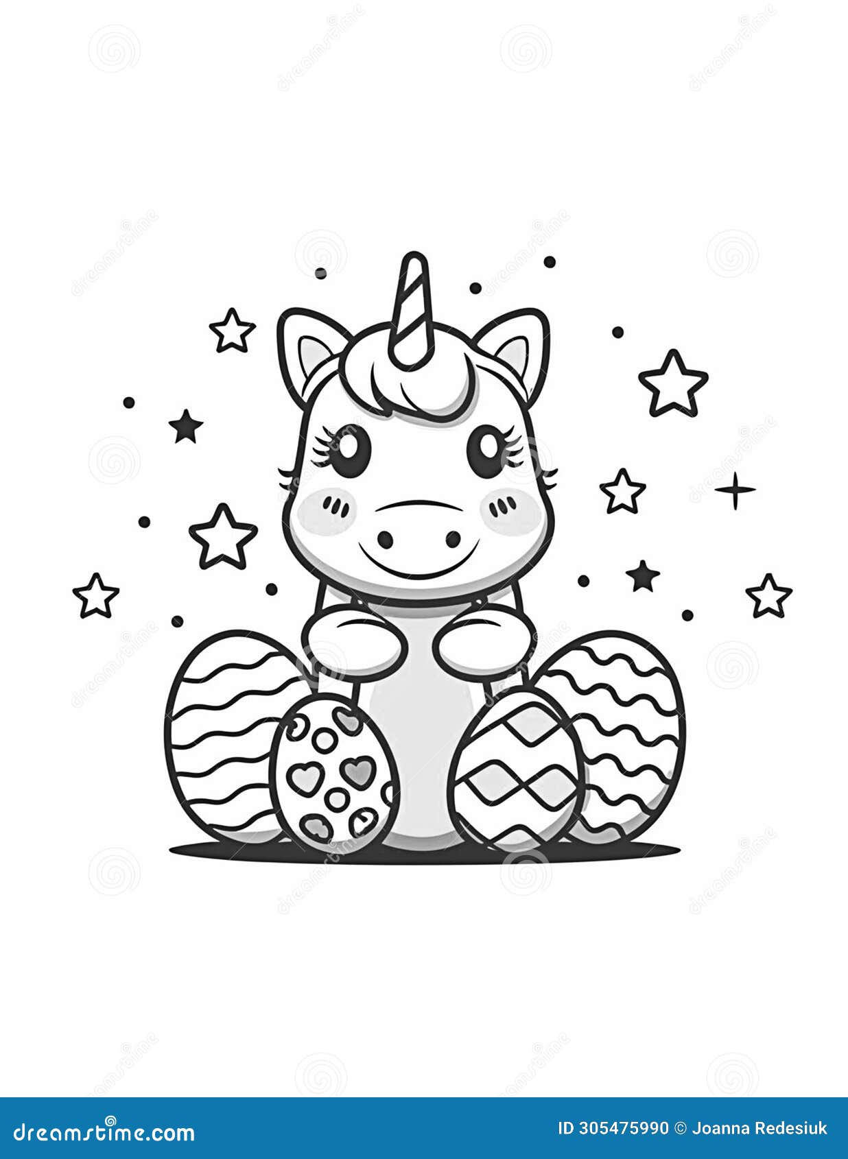 Unicorn and Easter Eggs, a Easter Coloring Book for Children Stock ...