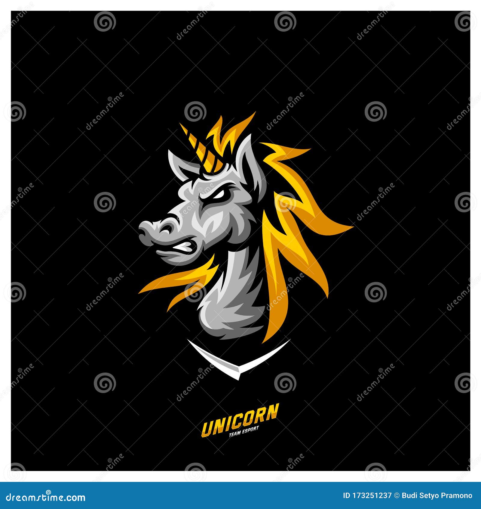 Unicorn Esport Gaming Mascot Logo Template Vector. Modern Head Unicorn ...