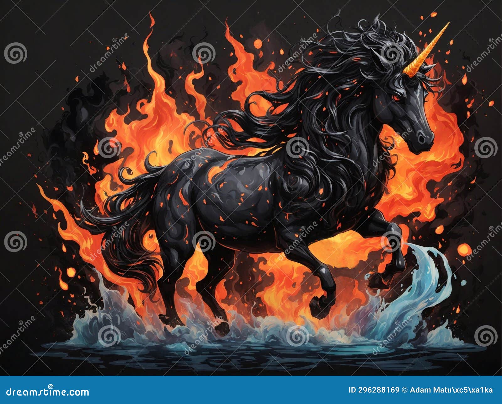 Unicorn In Fire, Illustratio Royalty-Free Stock Photo | CartoonDealer.com #296288169